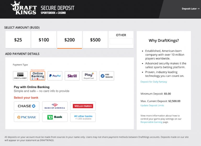 DraftKings Sportsbook Promo Code - $50 Free & $1K Deposit Match